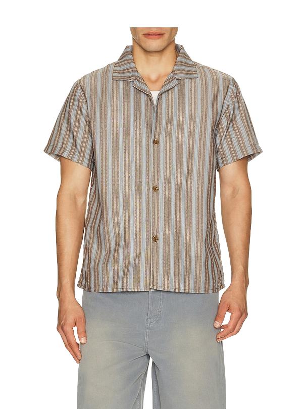 RHYTHM rhythm vacation stripe shirt in brown.