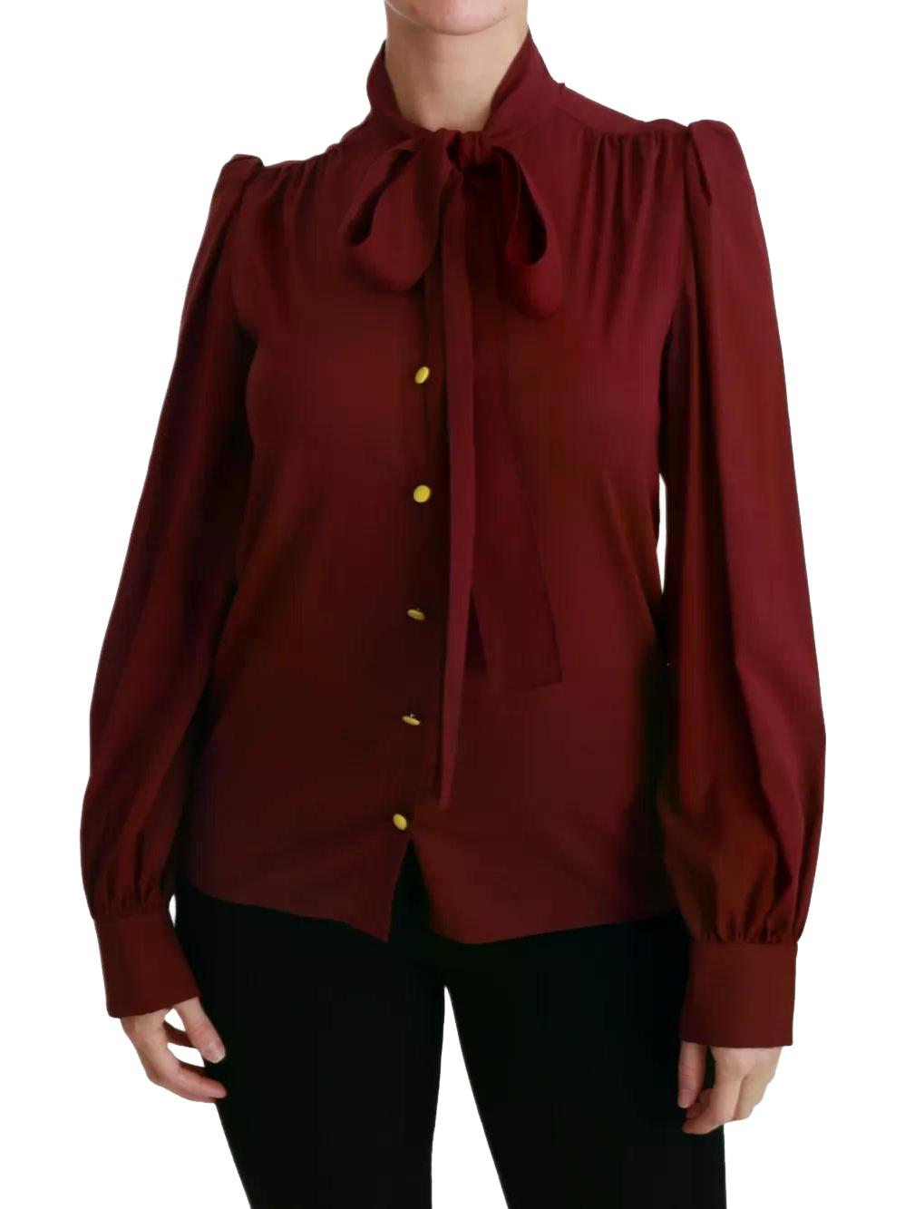 DOLCE & GABBANA Dolce & Gabbana High Neck Bow-Tie Puff Sleeve Blouse