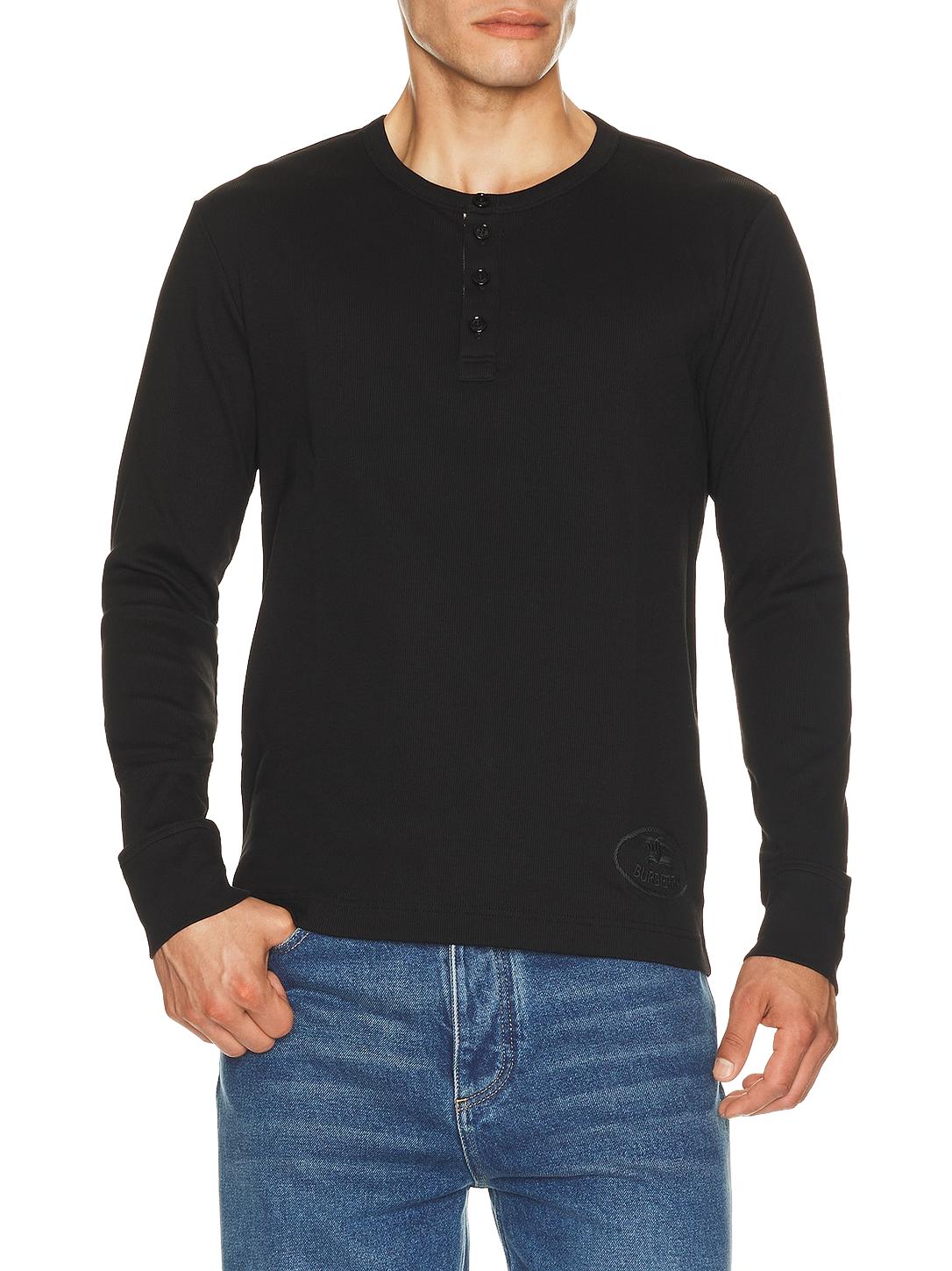 BURBERRY burberry long sleeve henley in black