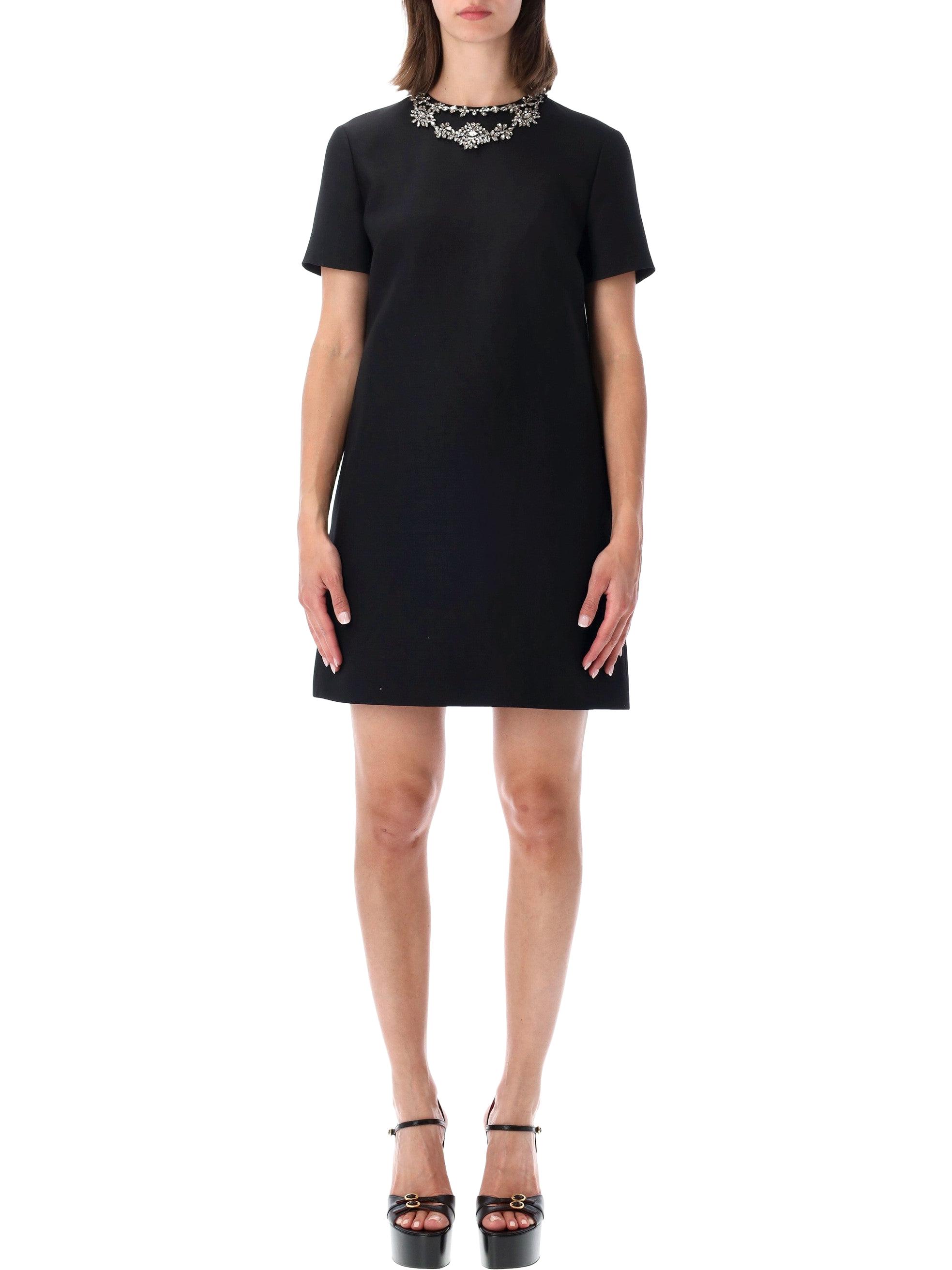VALENTINO VALENTINO GARAVANI Mini Dress with Embellished Round Neck