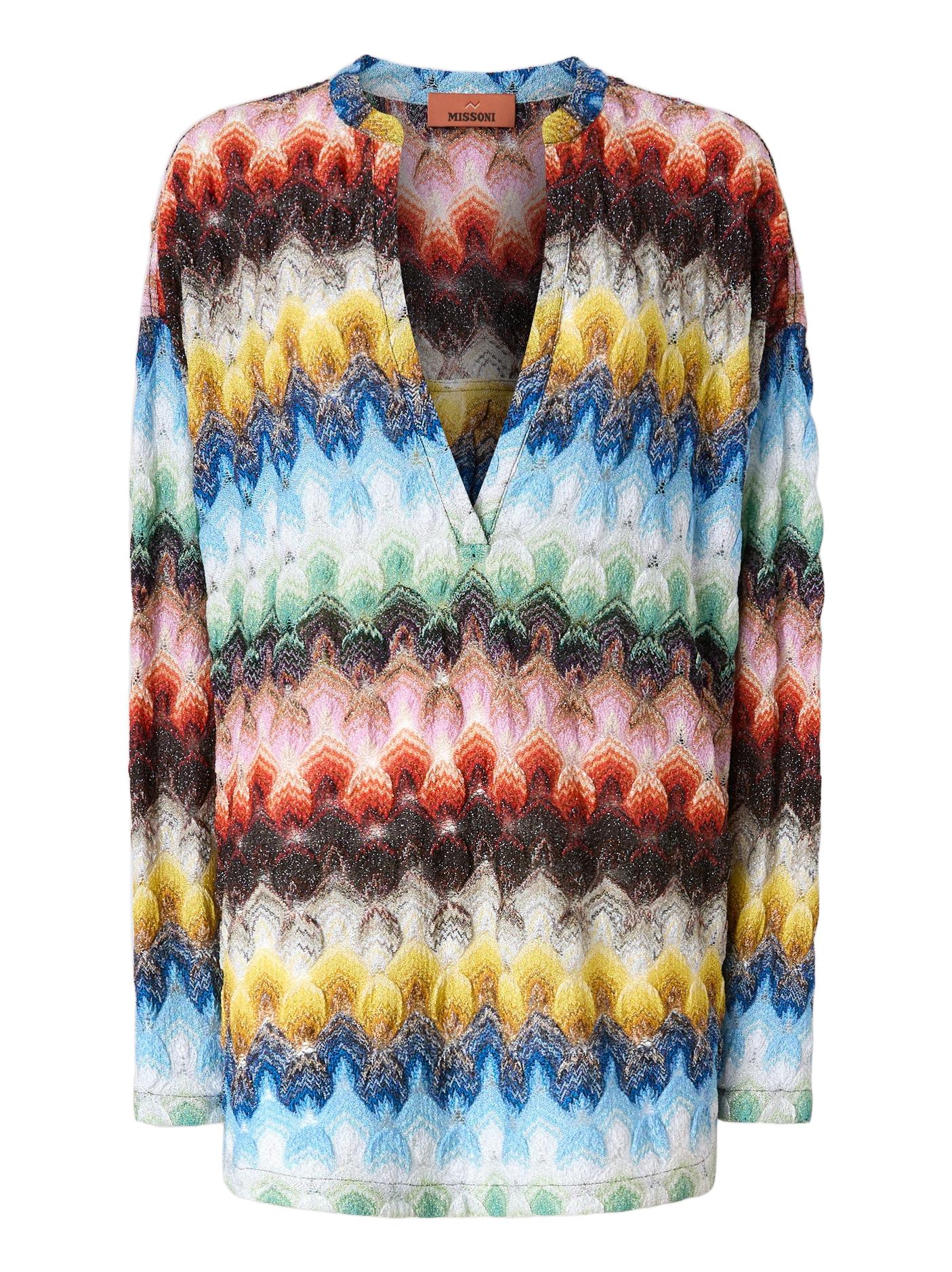 MISSONI Missoni Oversized Blouse with Deep V-Neckline and Mandarin Collar
