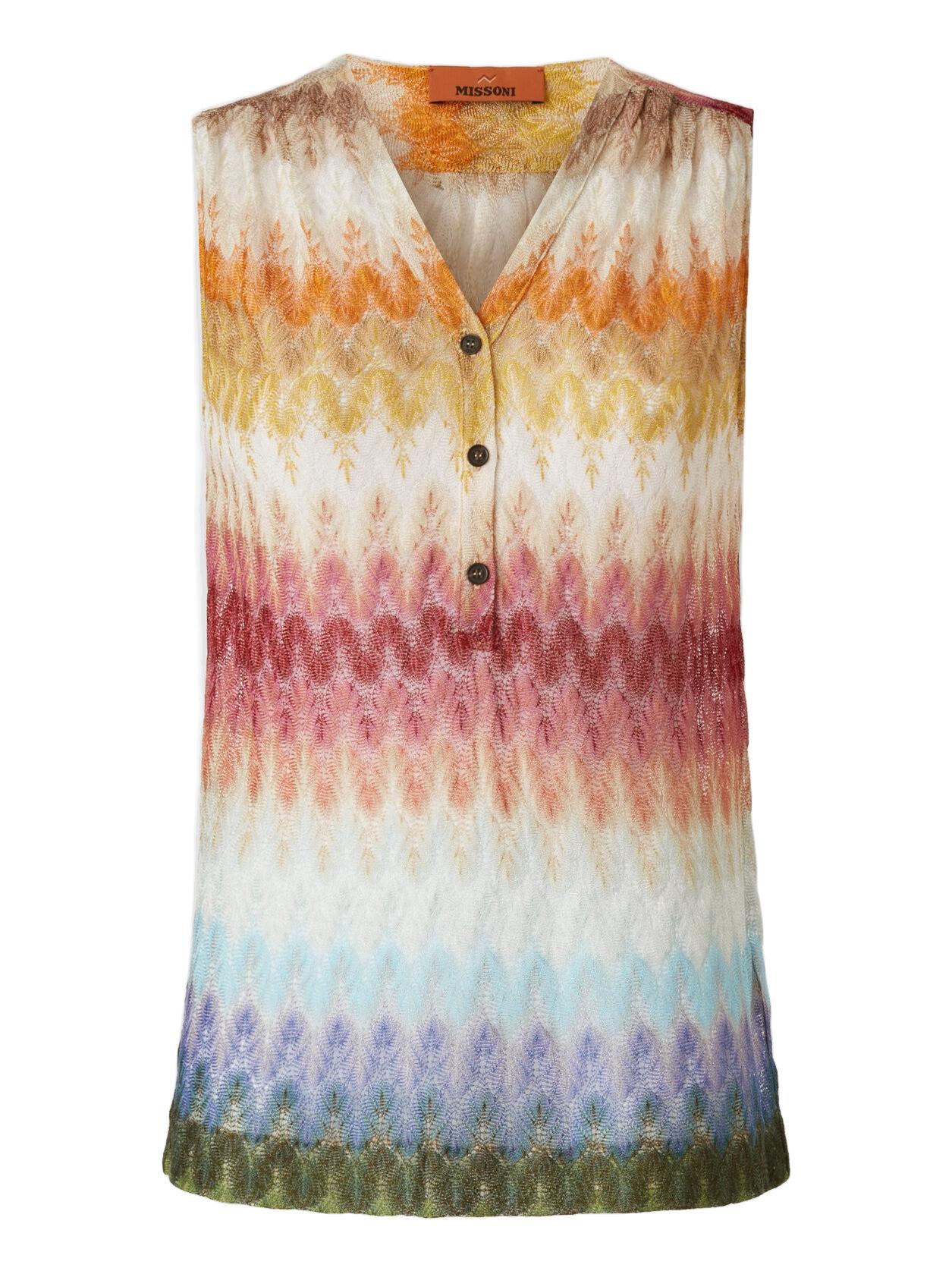MISSONI Missoni Sleeveless Viscose Lamé Blouse with Lace Motif