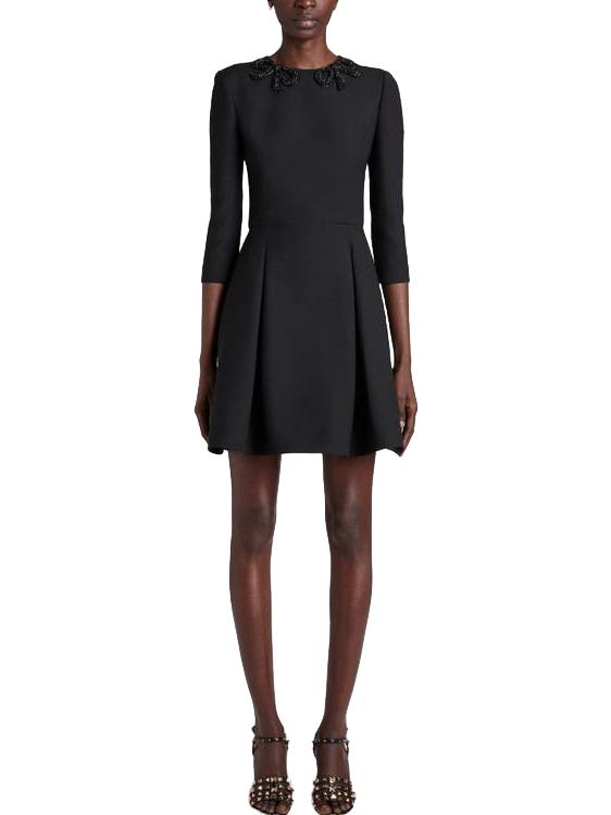VALENTINO Valentino Garavani Bow Embellished Pleated Minidress