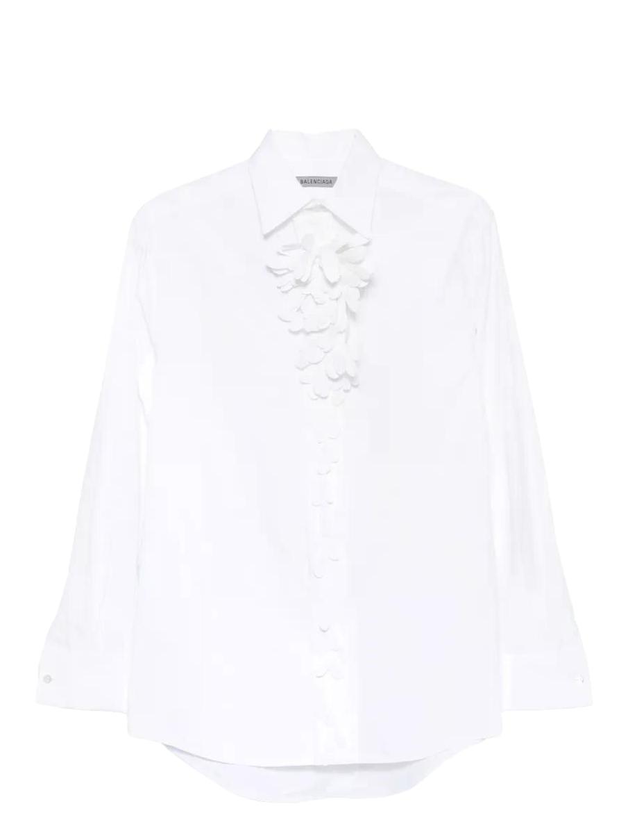 BALENCIAGA Balenciaga White Cotton Ruffled Detail Shirt