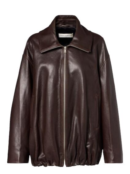 NOUR HAMMOUR Nour Hammour Elisse Leather Bomber Jacket
