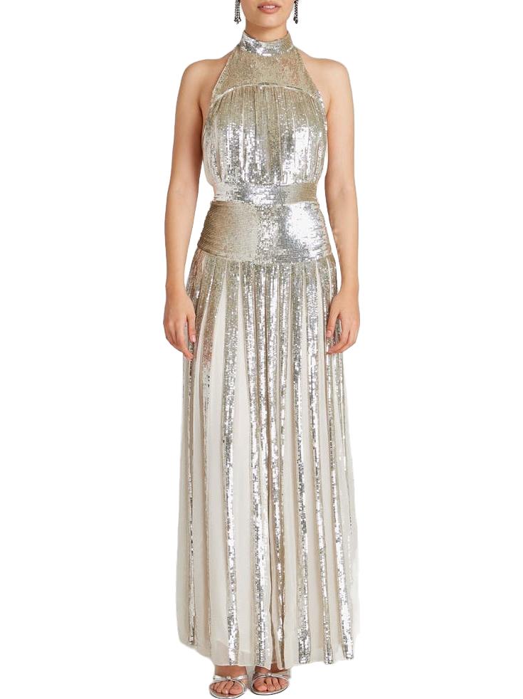 TEMPERLEY LONDON Temperley London Filigree Sequin Halterneck Maxi Dress