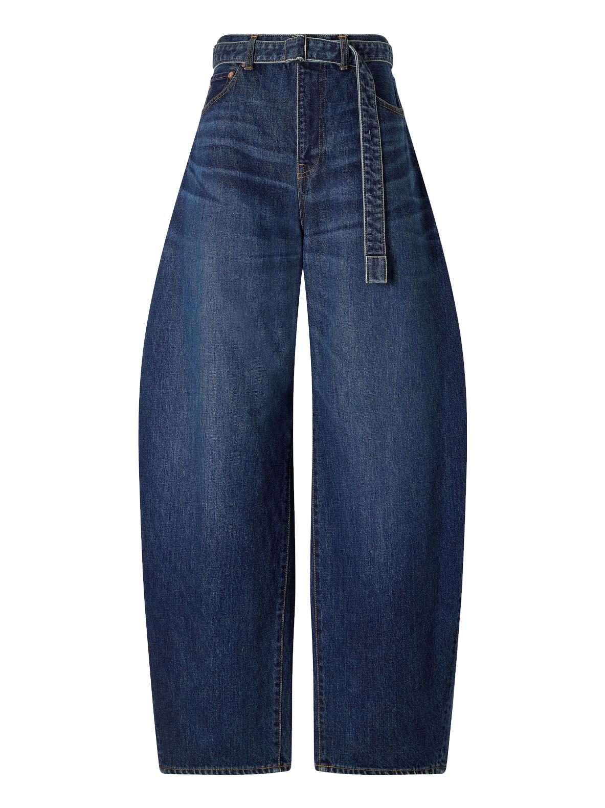 SACAI Sacai Belted High-Rise Wide-Leg Jeans