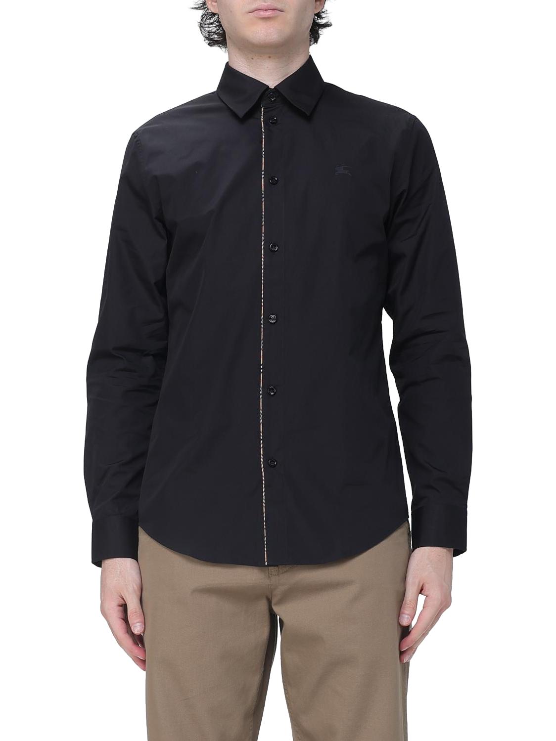 BURBERRY slim fit cotton shirt with french collar and embroidered ekd logo