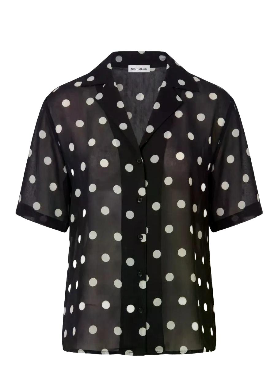 PRADA Prada Polka Dot Silk Chiffon Shirt Dress