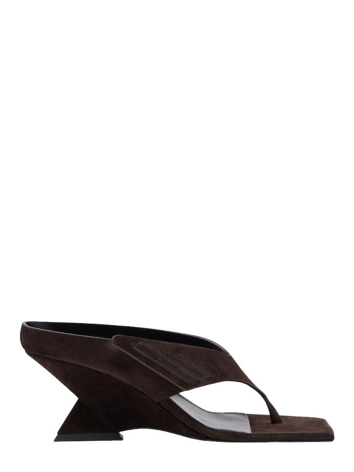ATTICO The Attico Cheope Suede Thong Sandals - Dark Brown