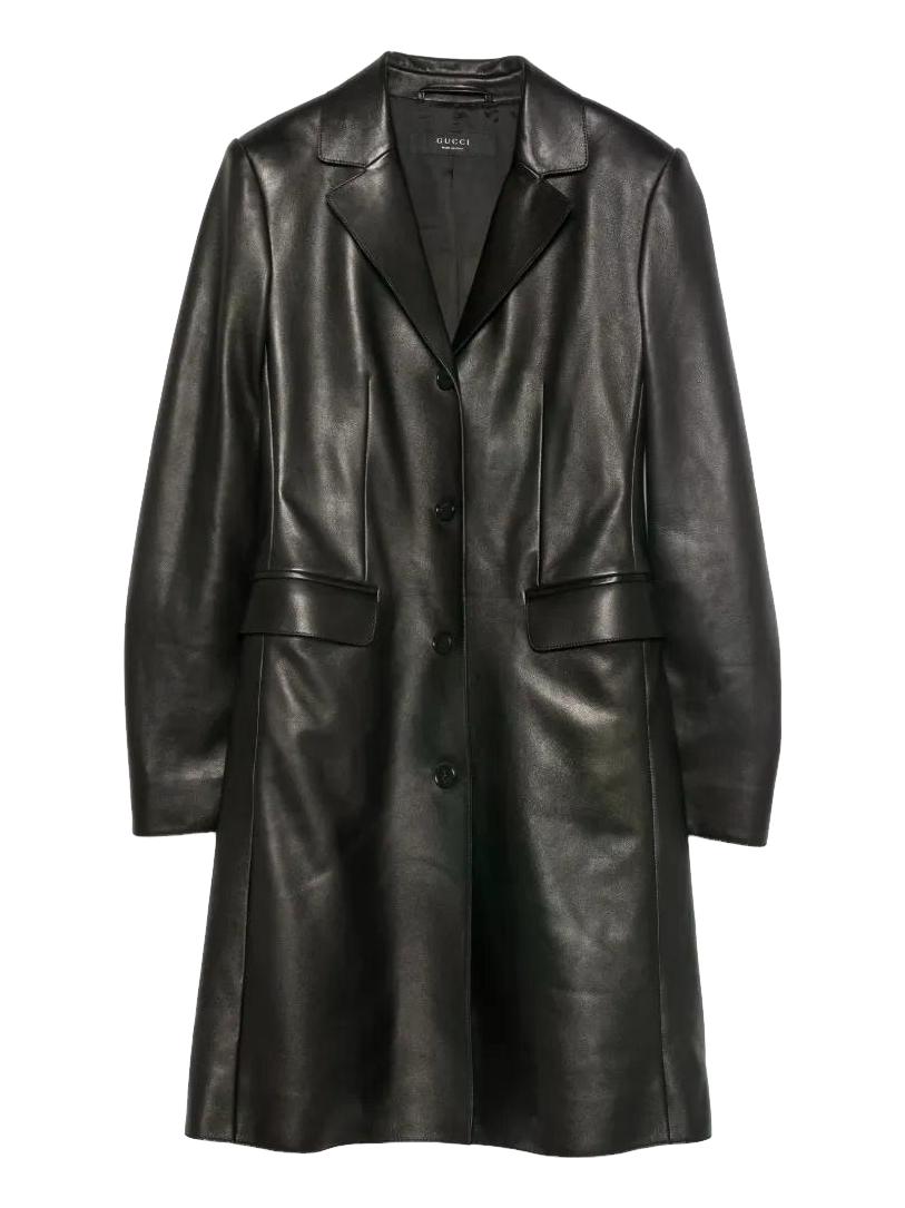 GUCCI Gucci Leather Single-Breasted Coat