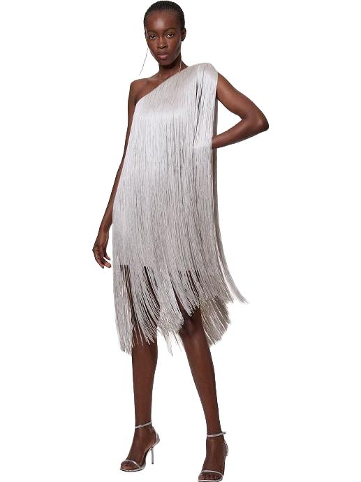 KAREN MILLEN Karen Millen Petite Fringe One-Shoulder Mini Dress