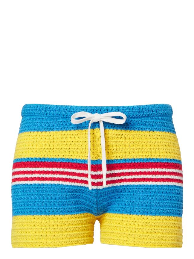 POSSE Posse Tammy Striped Cotton Shorts