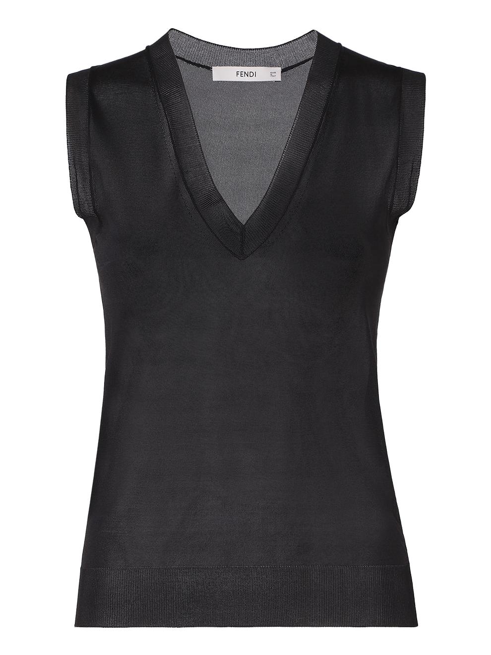 GENNY Ribbed Top with Sheer Panel
