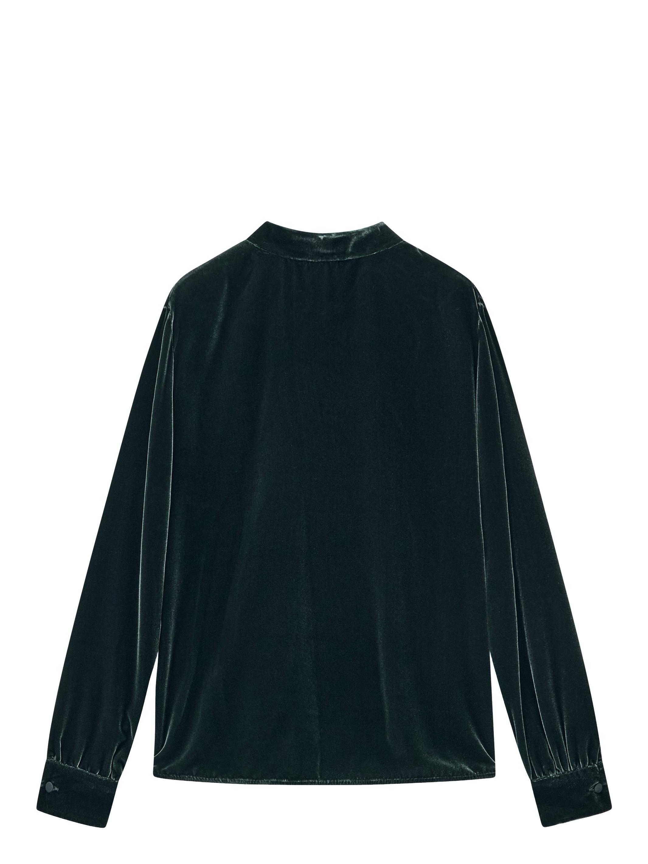 GIORGIO ARMANI Giorgio Armani Velvet Shirt with Stand-Up Collar and Ribbon Detail
