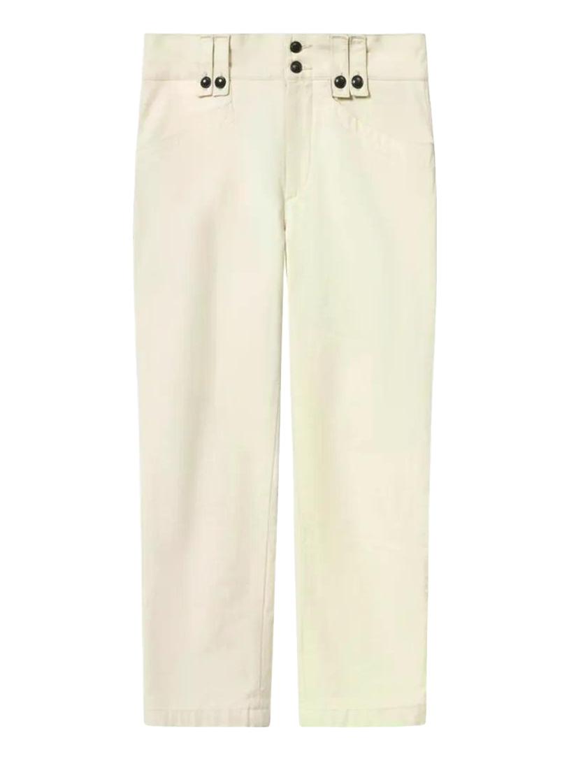 ISABEL MARANT ÉTOILE ISABEL MARANT Berna Twill Texture Slim Cut Button Detail Pants