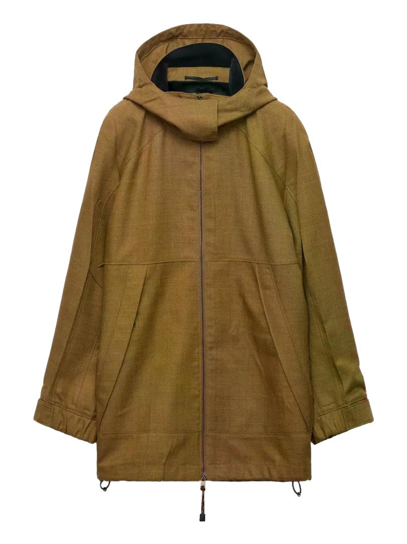 PRADA Prada Mélange Hopsack Wool Jacket with Detachable Hood