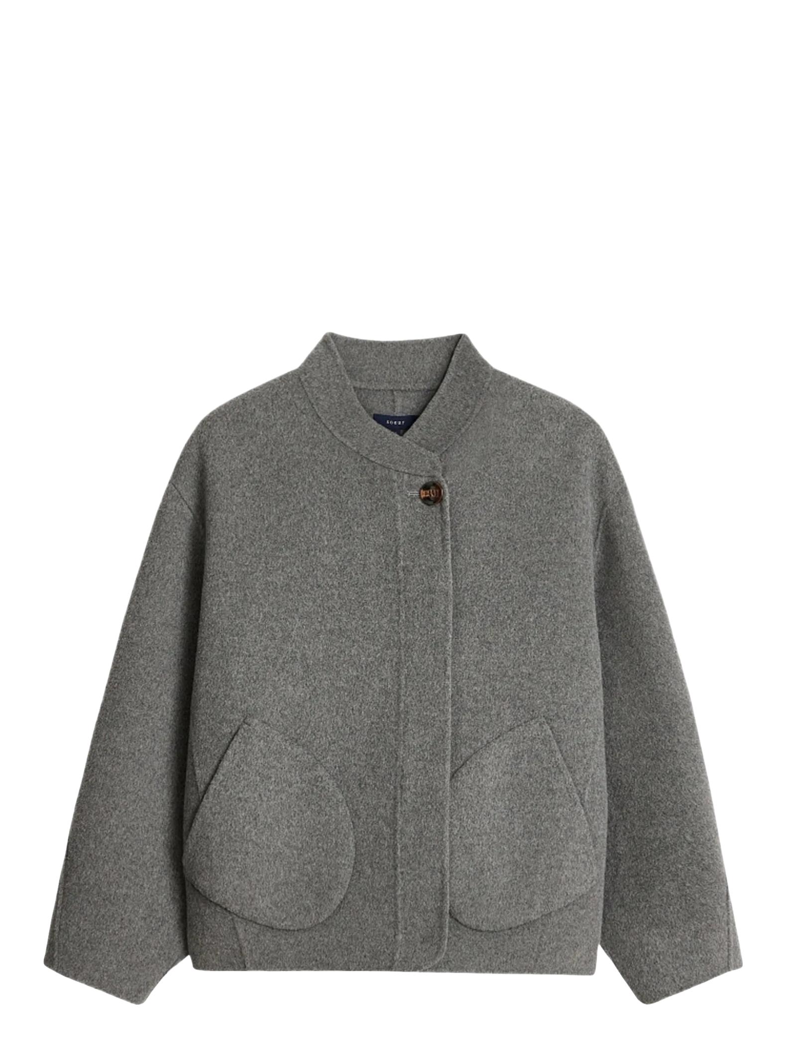 SOEUR Soeur Short Wool Jacket with Asymmetrical Neckline