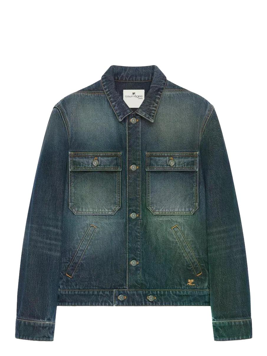 COURREGES Courrèges Logo Embroidered Faded Denim Jacket