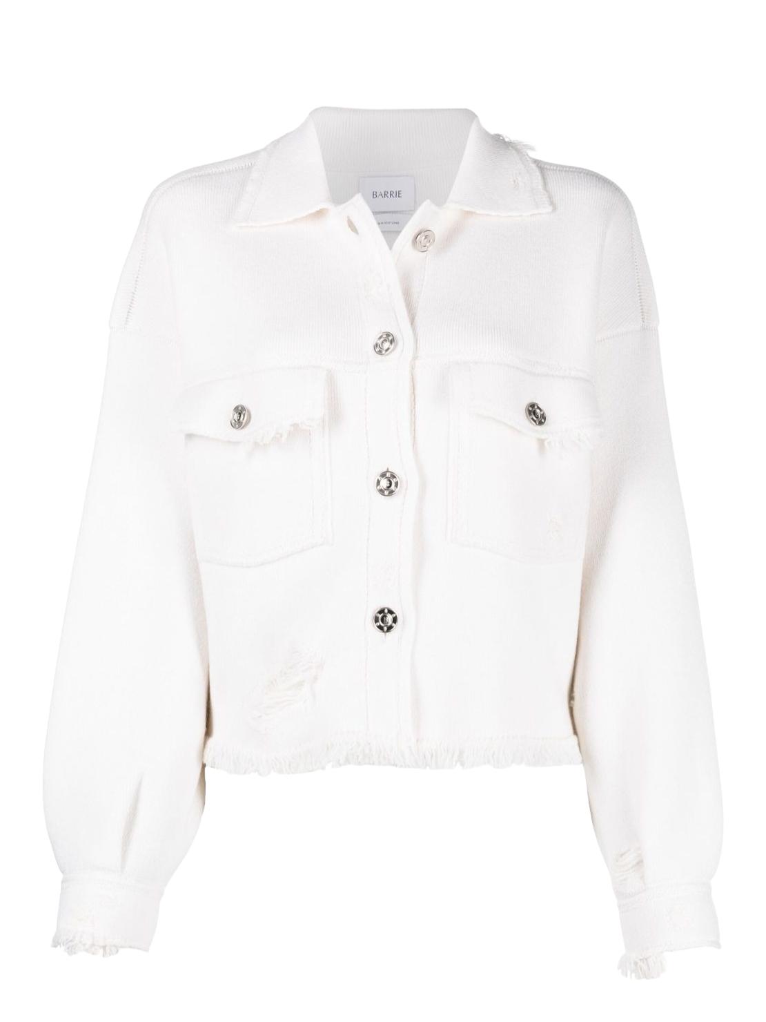 BARRIE Barrie Fringed Denim Jacket with Pointed Collar