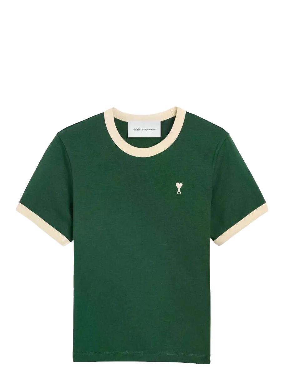 AMI AMI Paris Contrasted Cotton T-Shirt with Ami de Coeur Embroidery