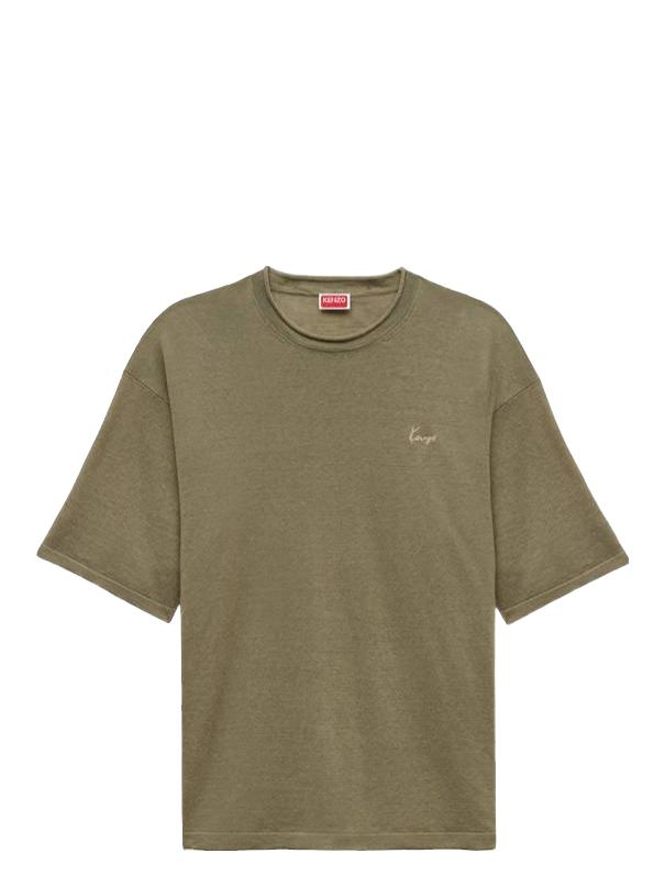 KENZO 'KENZO Signature' embroidered light T-shirt in linen cotton