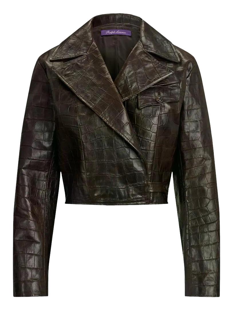 RALPH LAUREN Ralph Lauren Collection Jaxson Crocodile-Pattern Leather Jacket