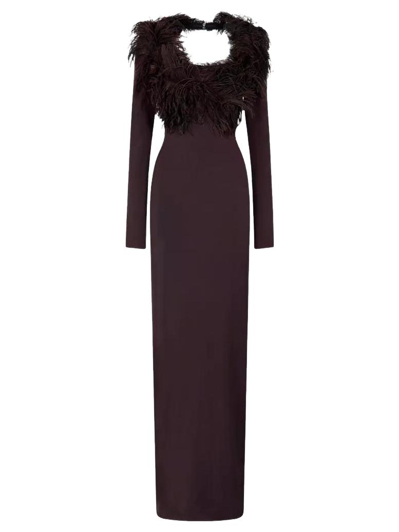 ATTICO The Attico Feather-Trim Maxi Dress
