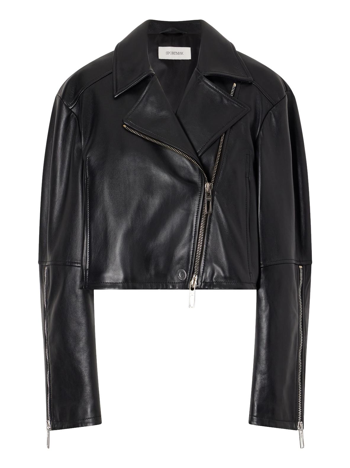 SPORTMAX Sportmax Cropped Fringed Nappa Leather Biker Jacket