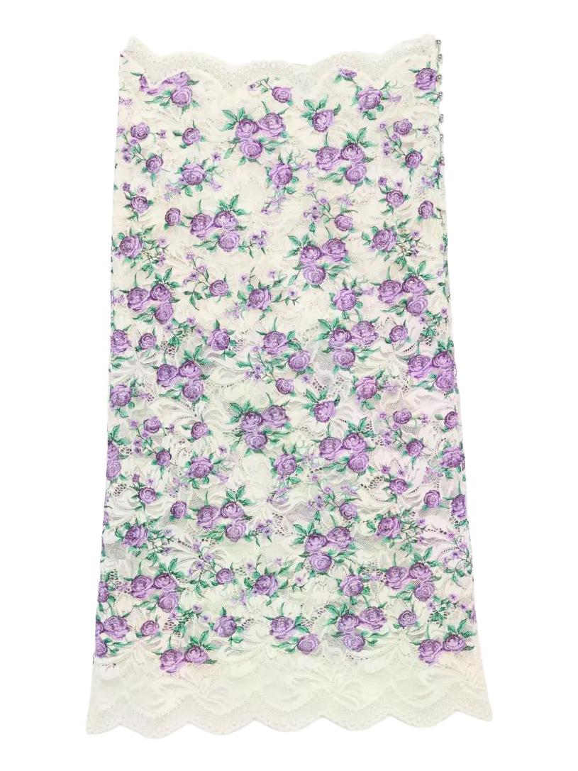 PACO RABANNE Rabanne Embroidered Lace Midi Skirt