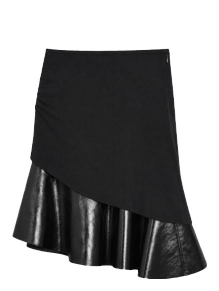 IRO PARIS Iro Fadela Ruched Skirt with Patent Leather Ruffle