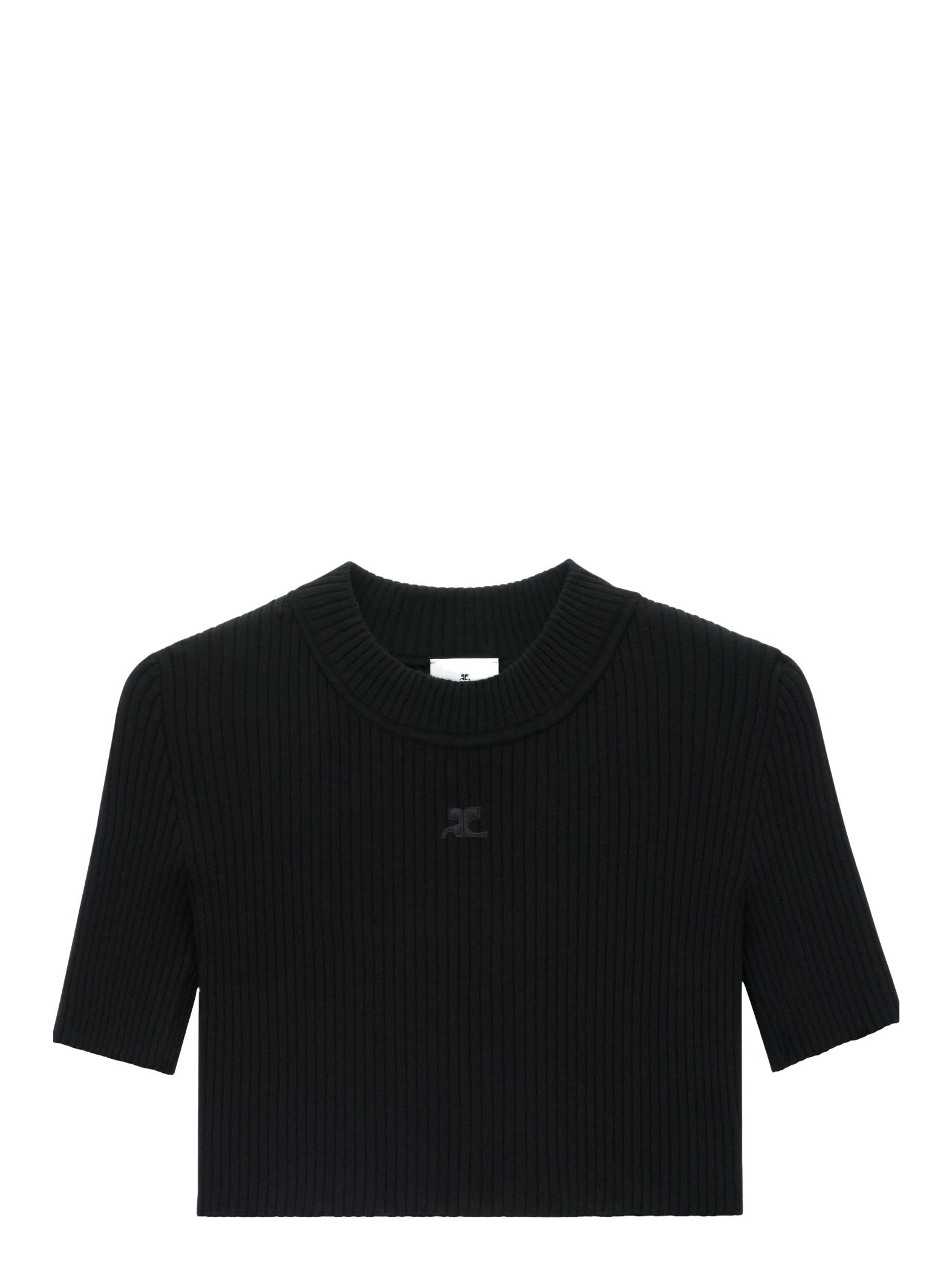 COURREGES Courreges Rib-Knit Mock Neck Cropped Top