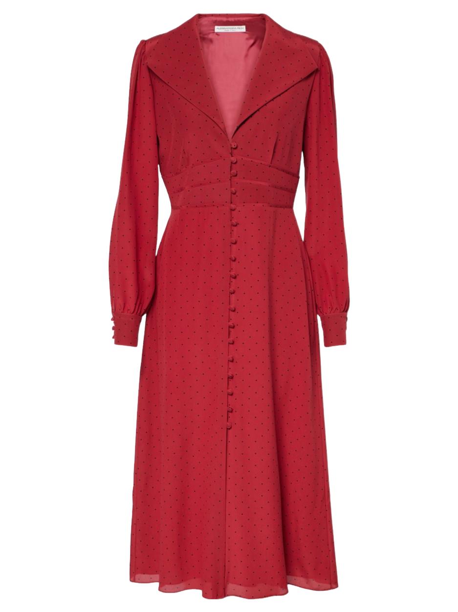 ALESSANDRA RICH Alessandra Rich Polka Dot Silk Midi Dress