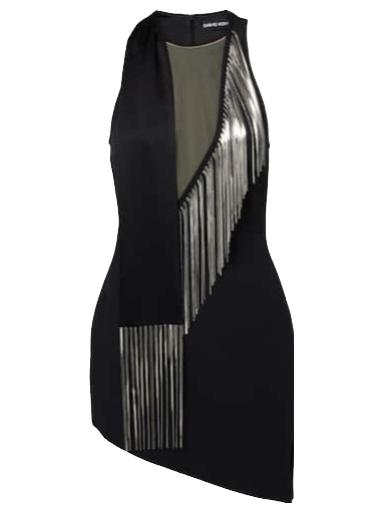 DAVID KOMA David Koma Metallic Fringe Trim Midi Dress