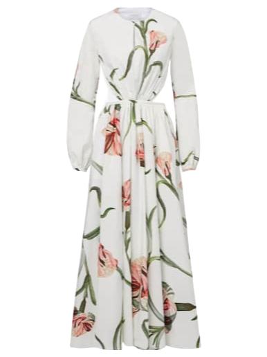 GIAMBATTISTA VALLI Giambattista Valli Macro Carnation Cutout Poplin Maxi Dress