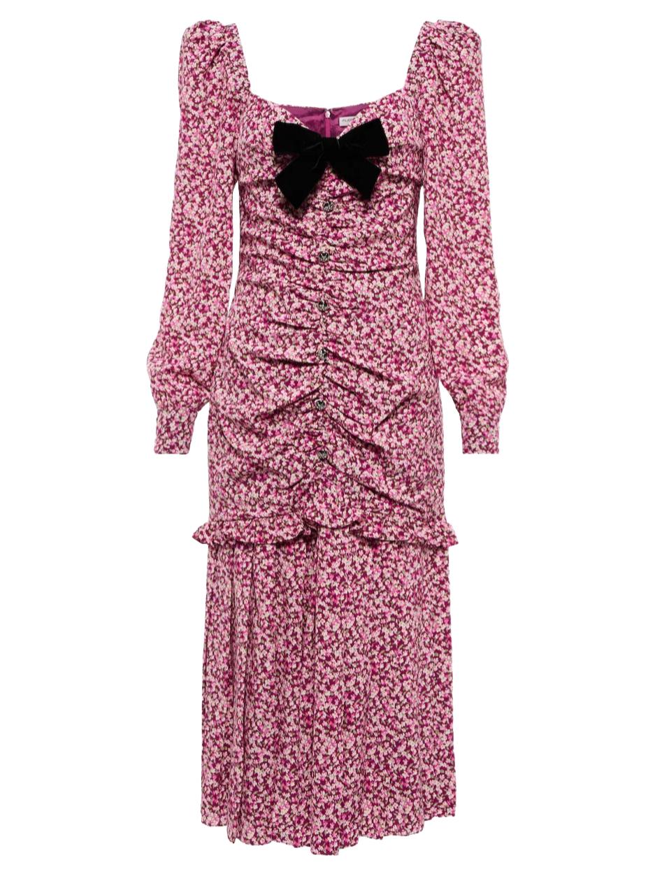 ALESSANDRA RICH Alessandra Rich Floral Silk Midi Dress