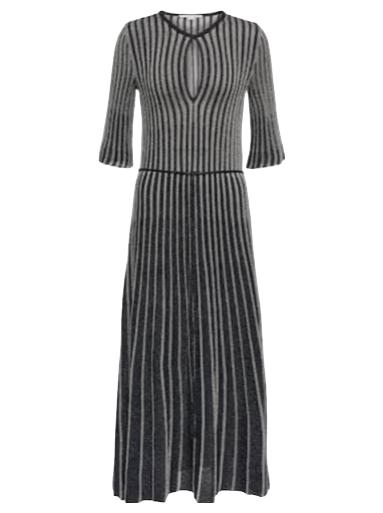 STELLA MCCARTNEY Stella McCartney Knit Midi Dress with Keyhole Neckline and Pleated Skirt