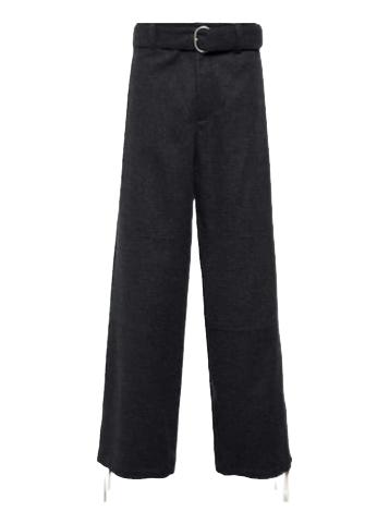 JIL SANDER Jil Sander Virgin Wool Wide-Leg Belted Trousers