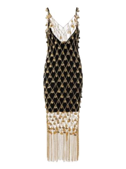PACO RABANNE Paco Rabanne Embellished Brass Chain Midi Dress