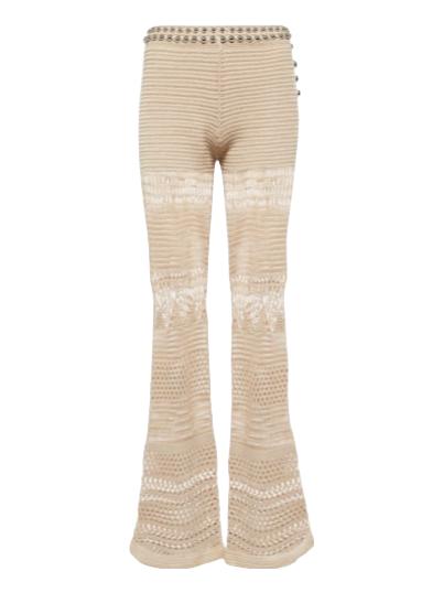 PACO RABANNE Paco Rabanne Embellished Crochet Cotton Flared Pants
