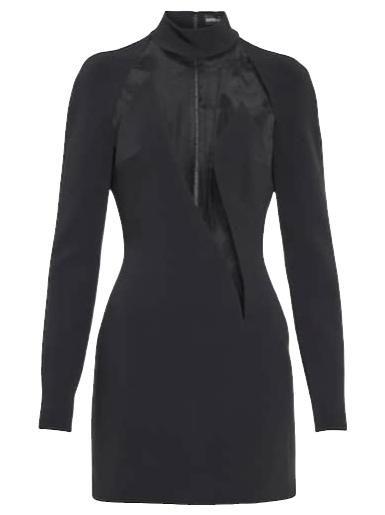 DAVID KOMA David Koma Black Mesh Panel Mock Neck Mini Dress