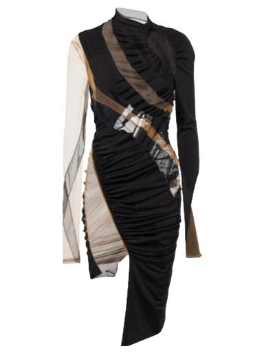 MUGLER Mugler Ruched Tulle-Paneled Asymmetrical Minidress