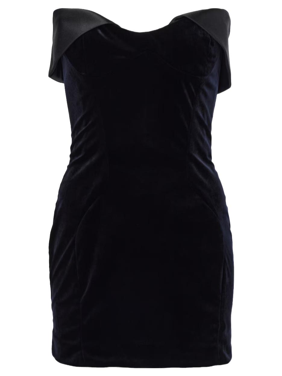 MUGLER Mugler Velvet Trim Sleeveless Mini Dress