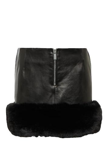 ALEXANDER WANG Alexanderwang Cropped Faux Fur Trim Leather Jacket