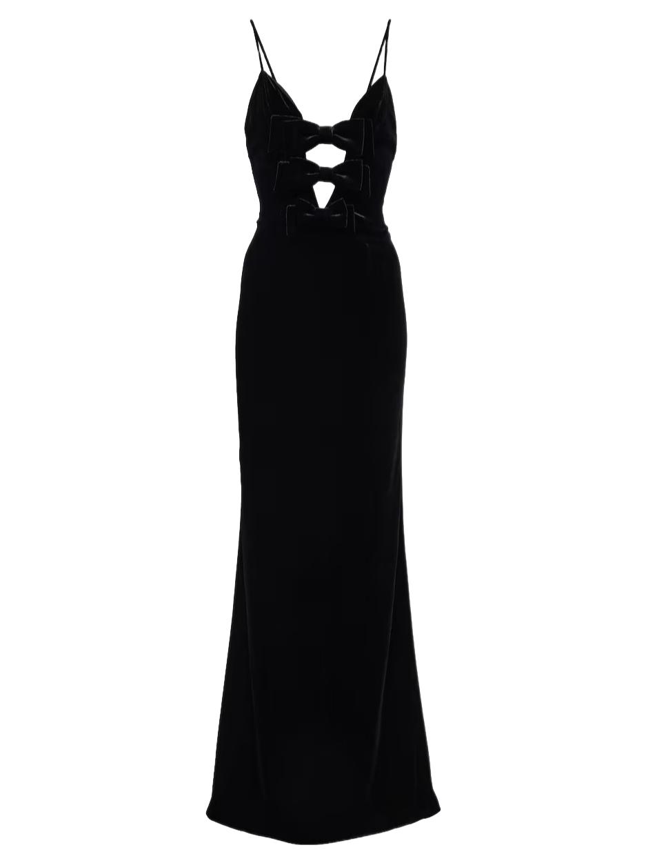 ALESSANDRA RICH Alessandra Rich Black Velvet Bow Embellished Gown