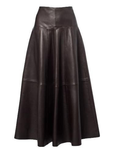 NOUR HAMMOUR Nour Hammour Daria Paneled Leather Midi Skirt