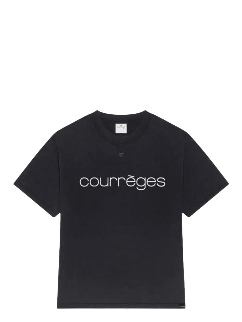 COURREGES logo-print stonewashed T-shirt