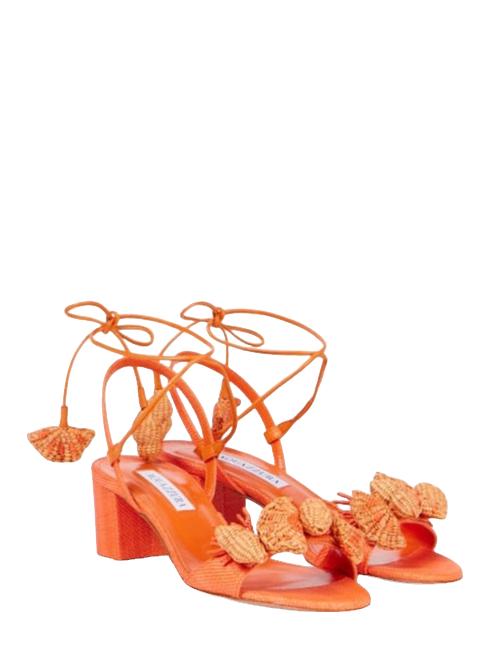 AQUAZZURA Aquazzura Strappy Block Heel Sandals with Shell Appliqués