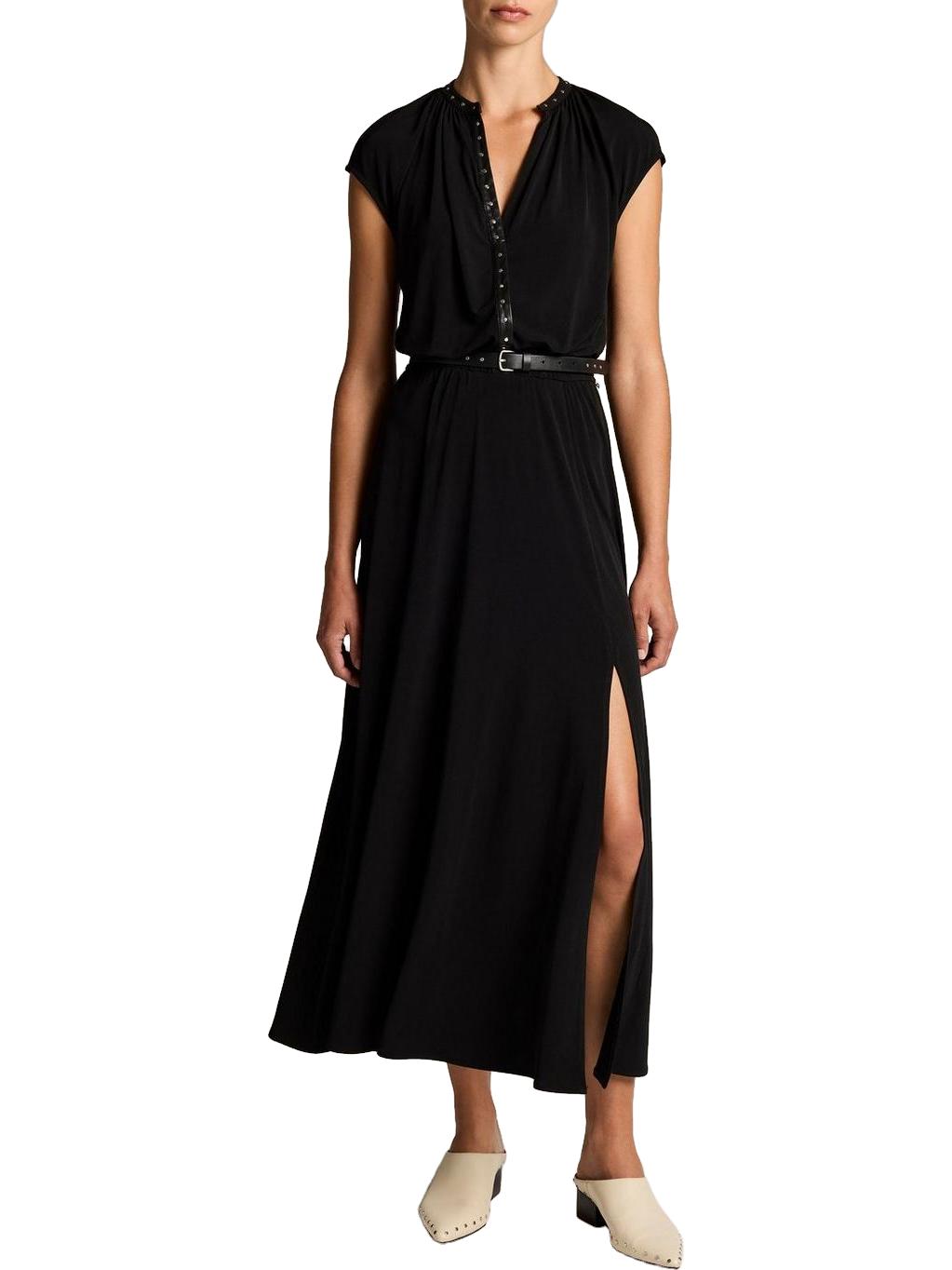 VINCE Vince Studded Matte Jersey Cap-Sleeve Midi Dress