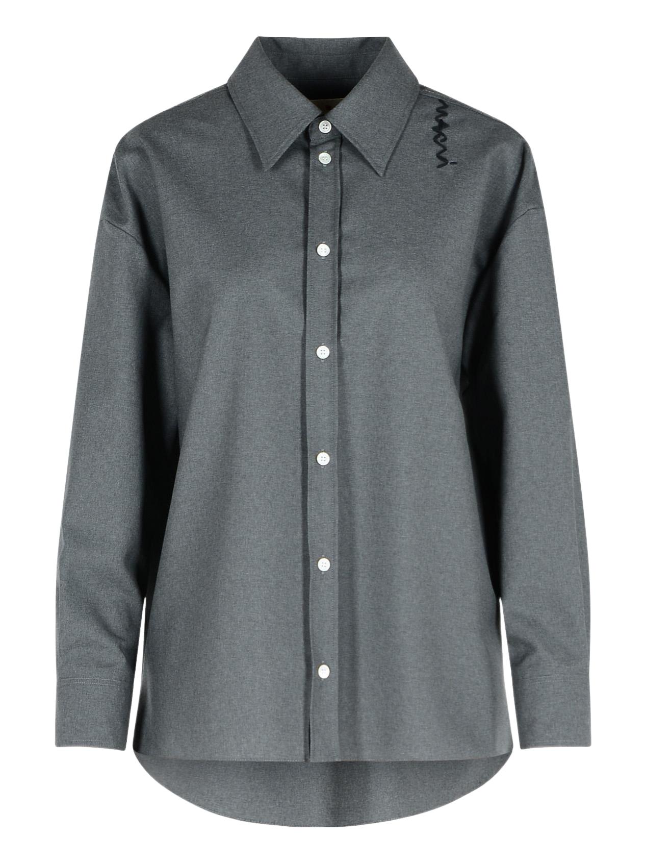 MARNI Marni Logo Embroidered High-Low Hem Shirt